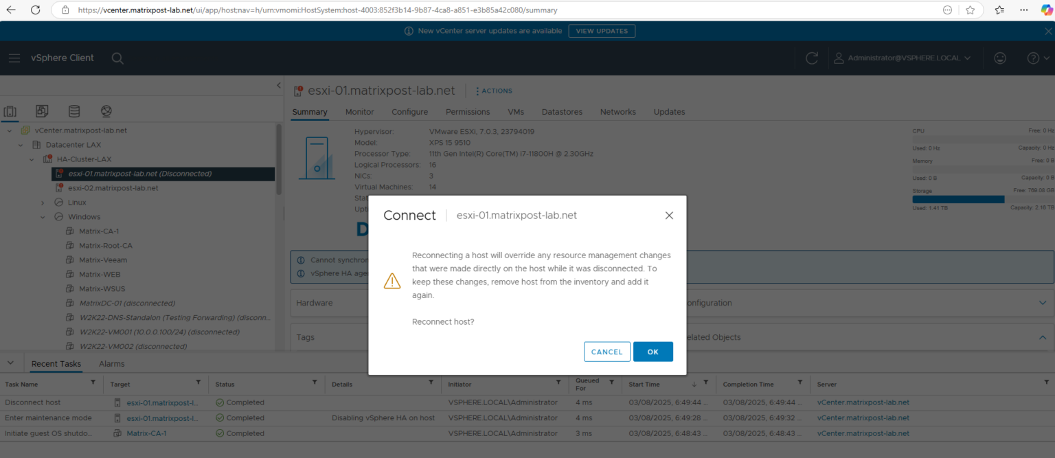 How to replace the ESXi Certificate with a Custom Certificate - .matrixpost.net