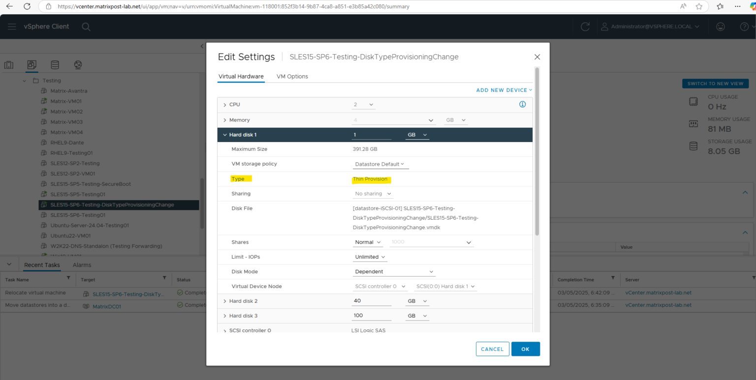 How to change VMware Disk Provisioning (Thick/Thin) afterwards - .matrixpost.net