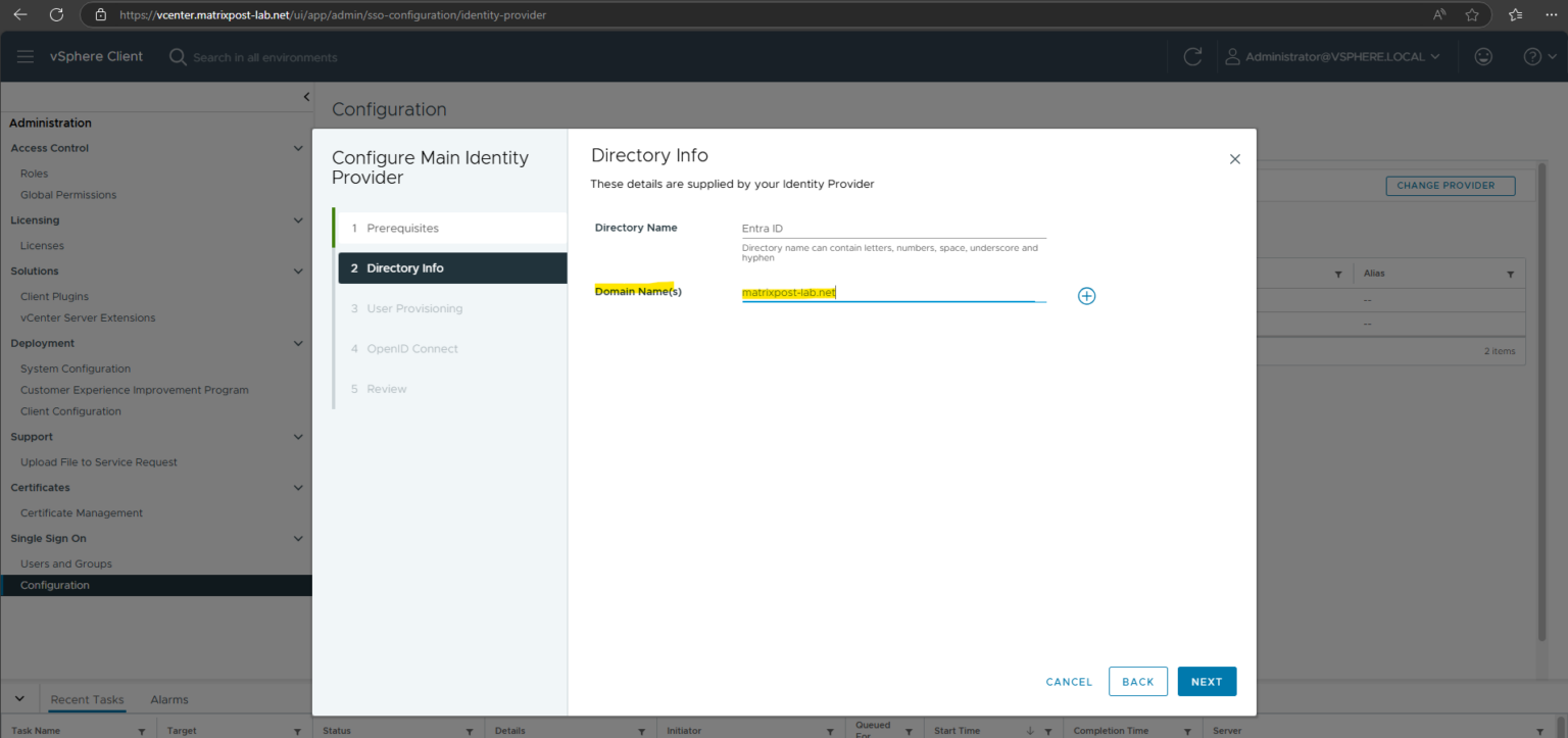 How to enable Microsoft Entra ID Authentication for vCenter Server by using the on-premises SCIM ...