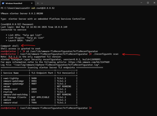 Check TLS Version on VMware vCenter Server - .matrixpost.net