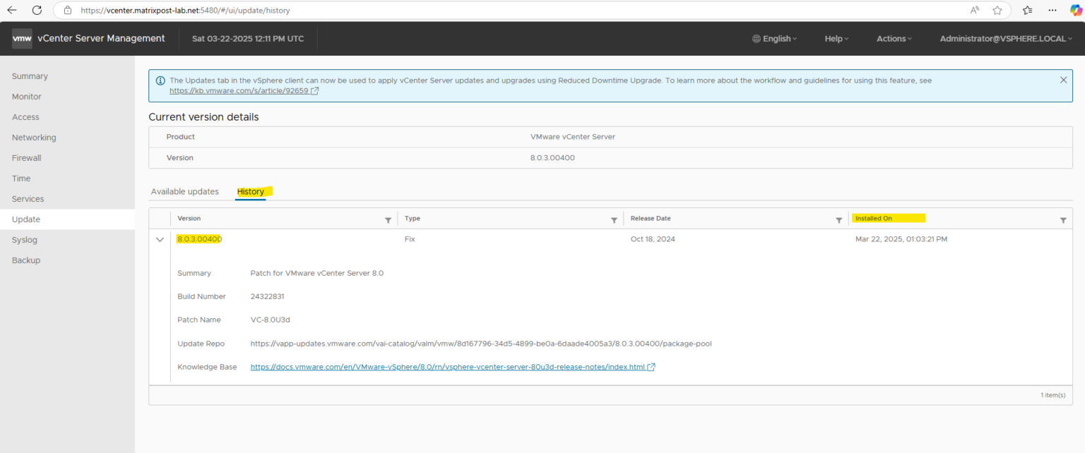 How to update/upgrade vCenter Server (VCSA) by using the vCenter Server ...