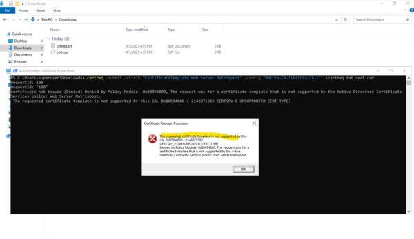 How to request a Certificate from an internal PKI (AD CS) by using the Certreq Command without ...