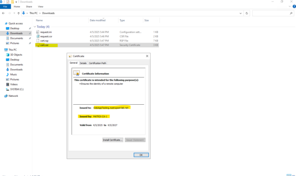 How to request a Certificate from an internal PKI (AD CS) by using the Certreq Command without ...