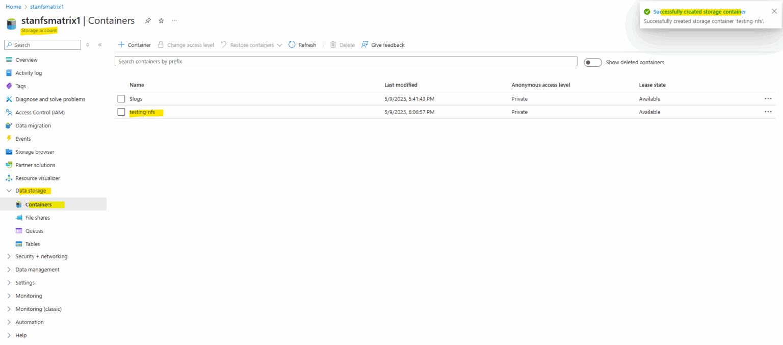 Set Up An Azure Storage Account And Blob Storage For Nfs Access By Using A Private Endpoint