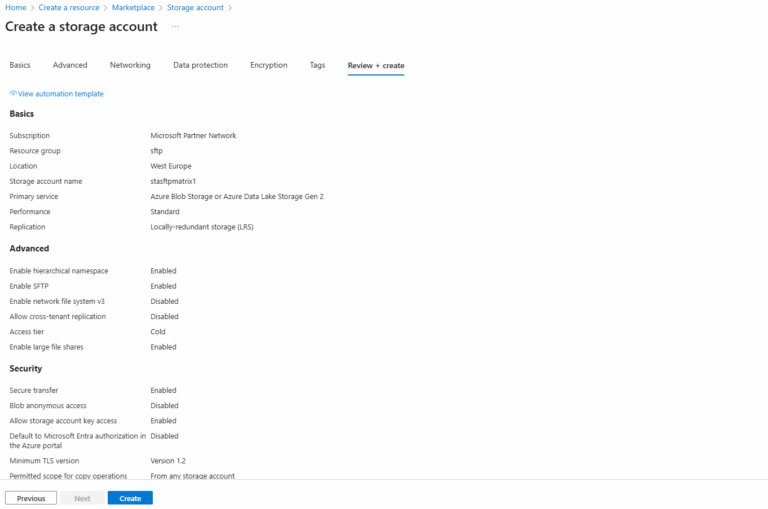 Set up an Azure Storage Account and Blob Storage for SFTP Access by ...