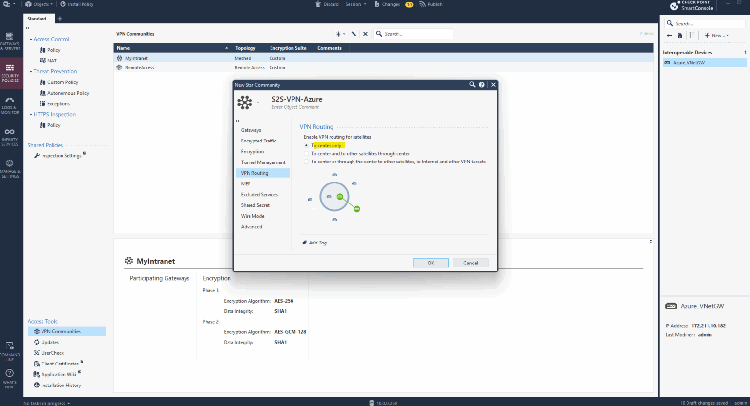 Step-by-Step Guide: Setting up a route-based S2S IPSec VPN Tunnel between Azure and On-Premise ...