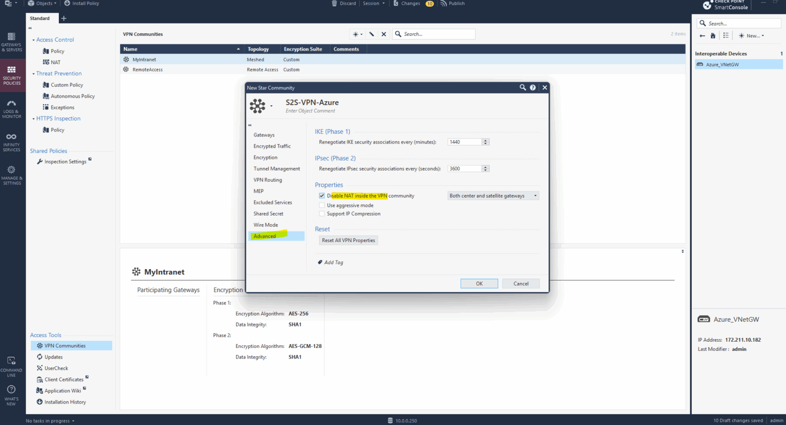 Step-by-Step Guide: Setting up a route-based S2S IPSec VPN Tunnel between Azure and On-Premise ...