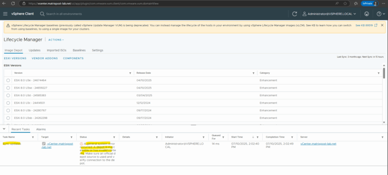 VMware Public Patch Repository URLs were deprecated as of April 23, 2025 - .matrixpost.net