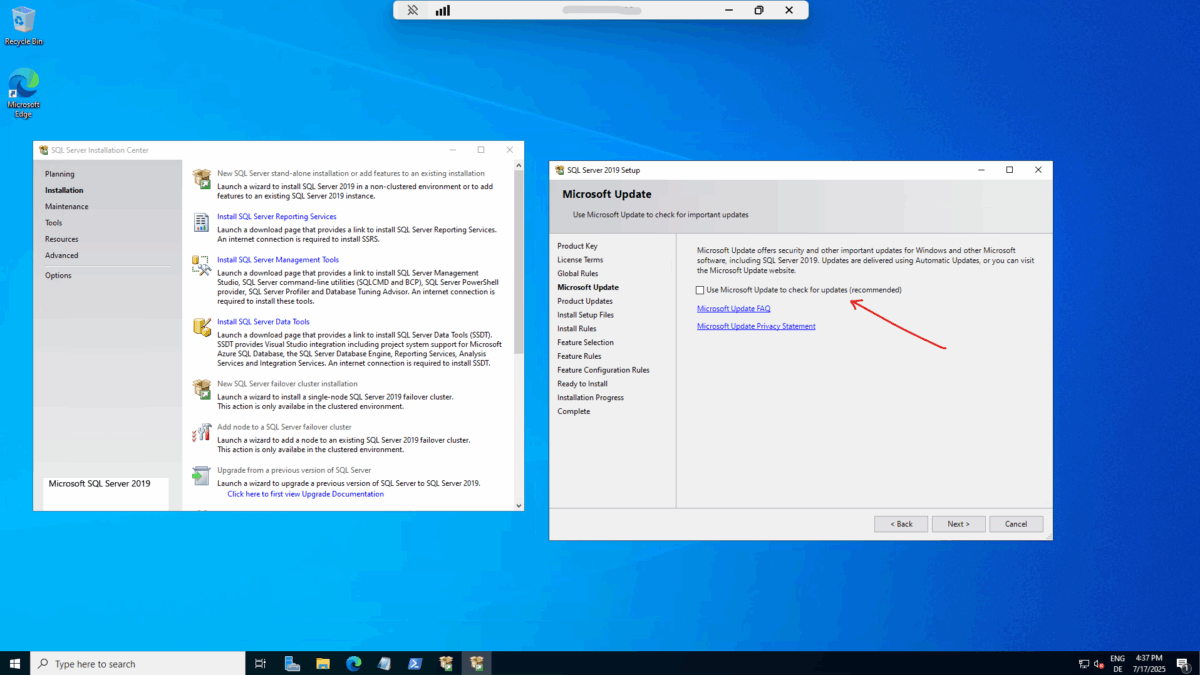 Register SQL Server Installation with Azure and using Azure Update ...