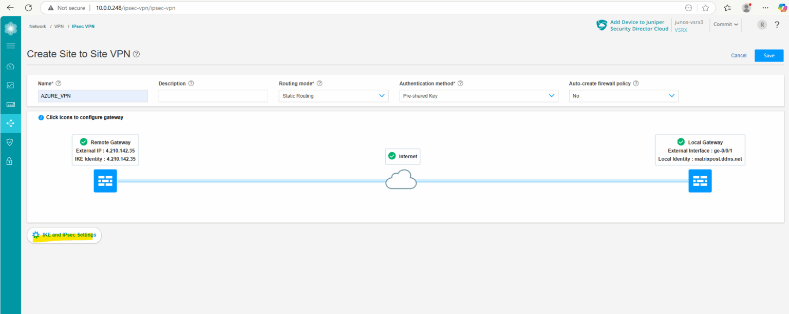 Step-by-Step Guide: Setting up a route-based S2S IPSec VPN Tunnel between Azure and On-Premise ...