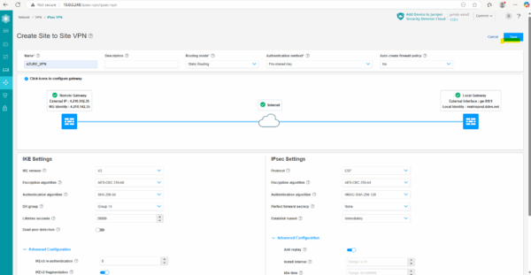 Step-by-Step Guide: Setting up a route-based S2S IPSec VPN Tunnel ...