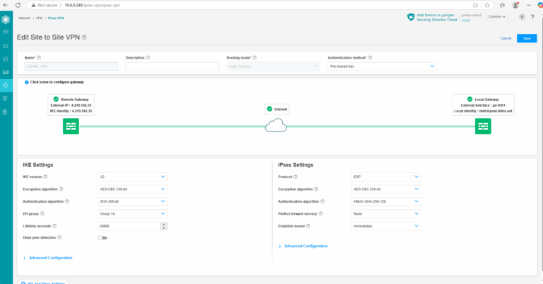 Step-by-Step Guide: Setting up a route-based S2S IPSec VPN Tunnel ...