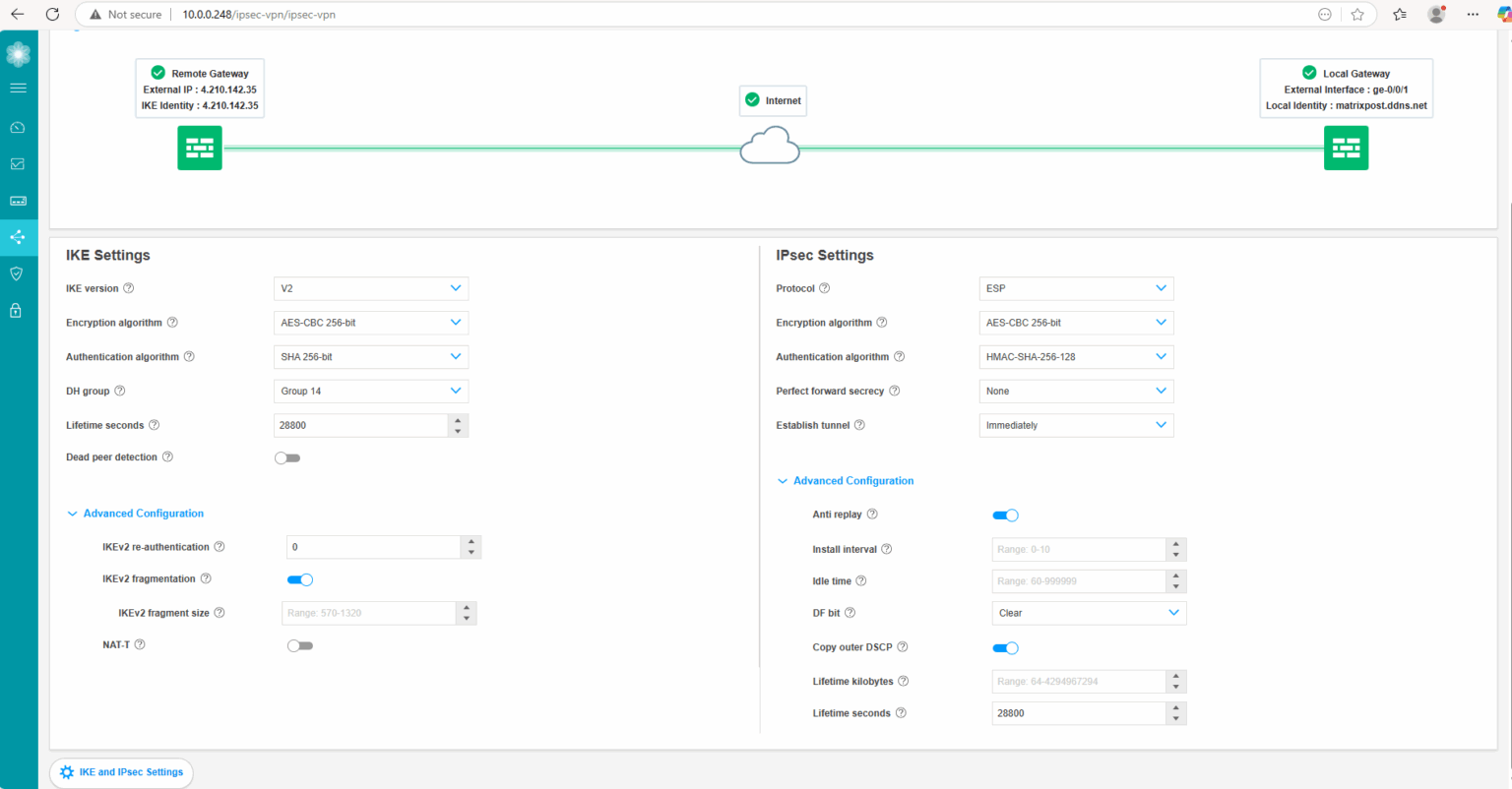 Step-by-Step Guide: Setting up a route-based S2S IPSec VPN Tunnel ...