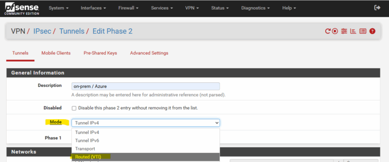 Step-by-Step Guide: Setting up Route Based S2S VPN between Azure and on-prem by using pfSense ...