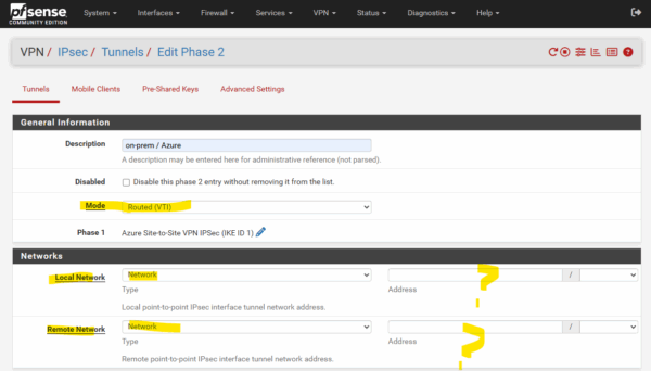 Step-by-Step Guide: Setting up Route Based S2S VPN between Azure and on-prem by using pfSense ...