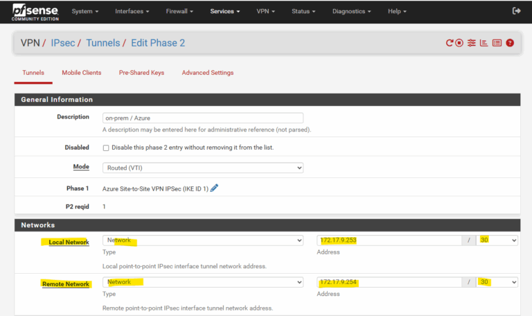 Step-by-Step Guide: Setting up Route Based S2S VPN between Azure and on-prem by using pfSense ...