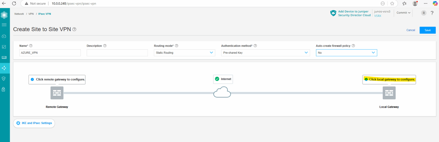 Step-by-Step Guide: Setting up a route-based S2S IPSec VPN Tunnel ...