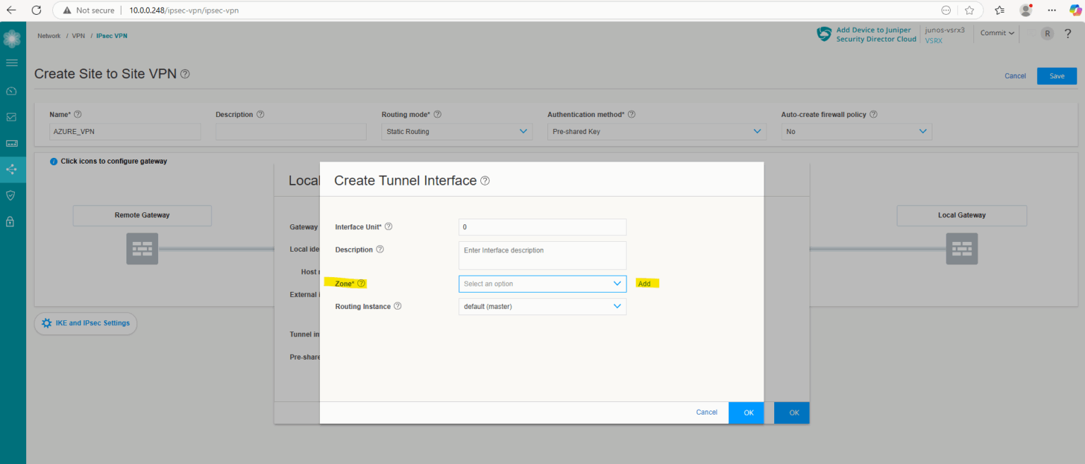 Step-by-Step Guide: Setting up a route-based S2S IPSec VPN Tunnel between Azure and On-Premise ...