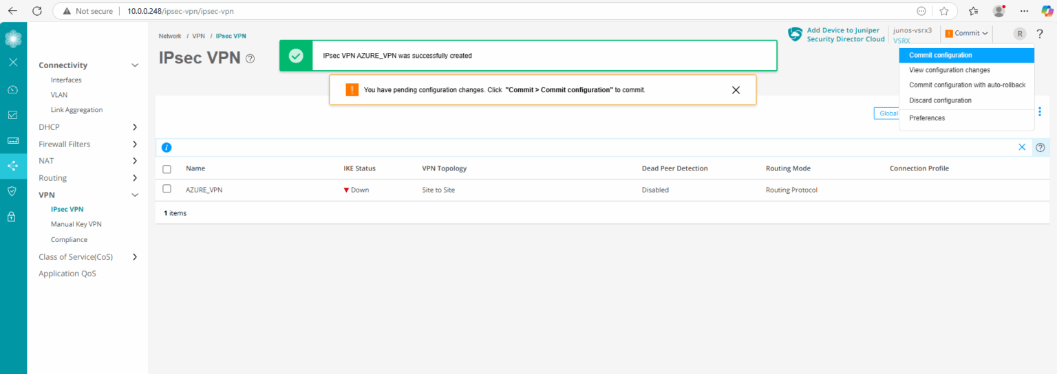 Step-by-Step Guide: Setting up a route-based S2S IPSec VPN Tunnel between Azure and On-Premise ...
