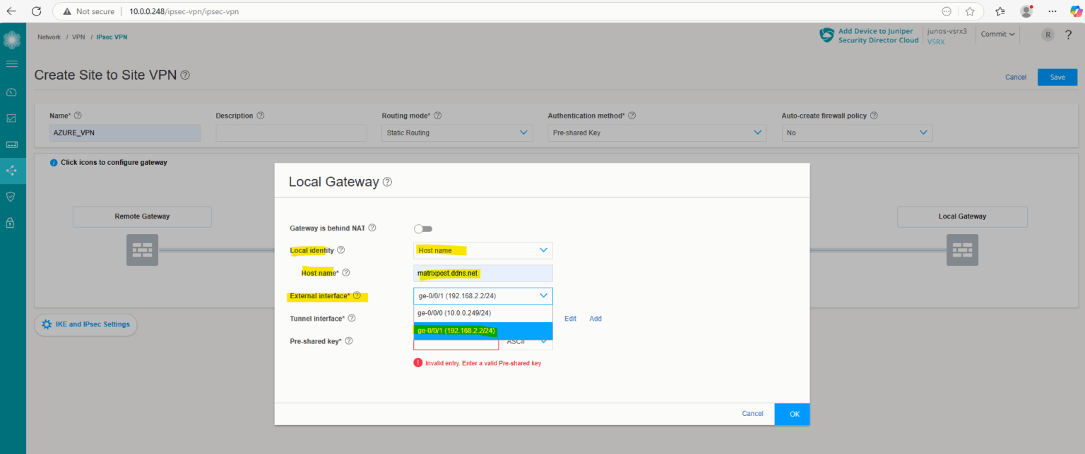 Step-by-Step Guide: Setting up a route-based S2S IPSec VPN Tunnel ...