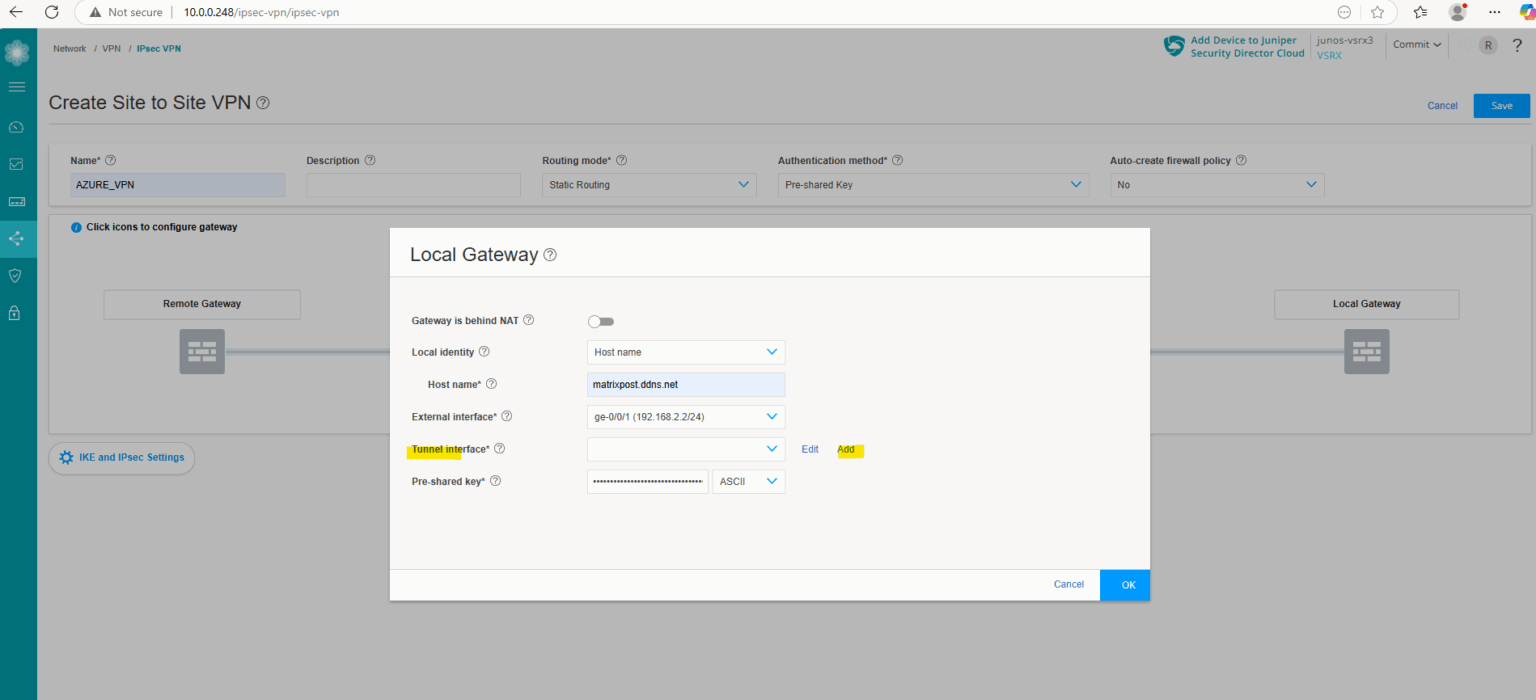 Step-by-Step Guide: Setting up a route-based S2S IPSec VPN Tunnel between Azure and On-Premise ...