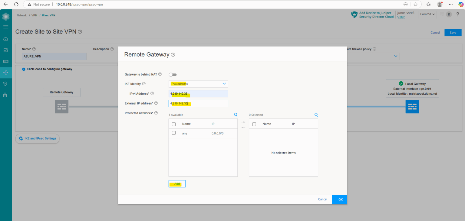 Step-by-Step Guide: Setting up a route-based S2S IPSec VPN Tunnel between Azure and On-Premise ...